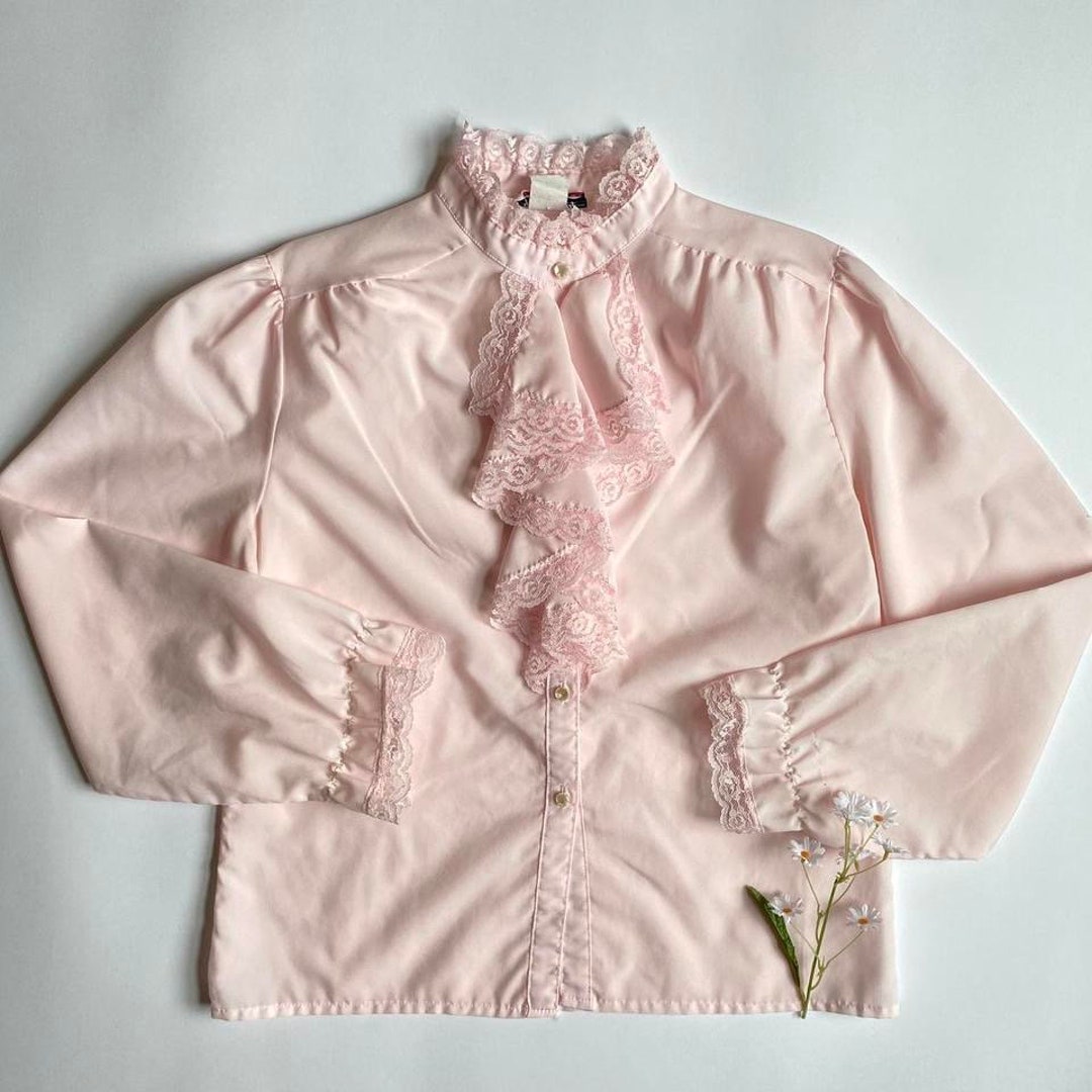Vintage Pale Pink Ruffle Blouse - Etsy Canada