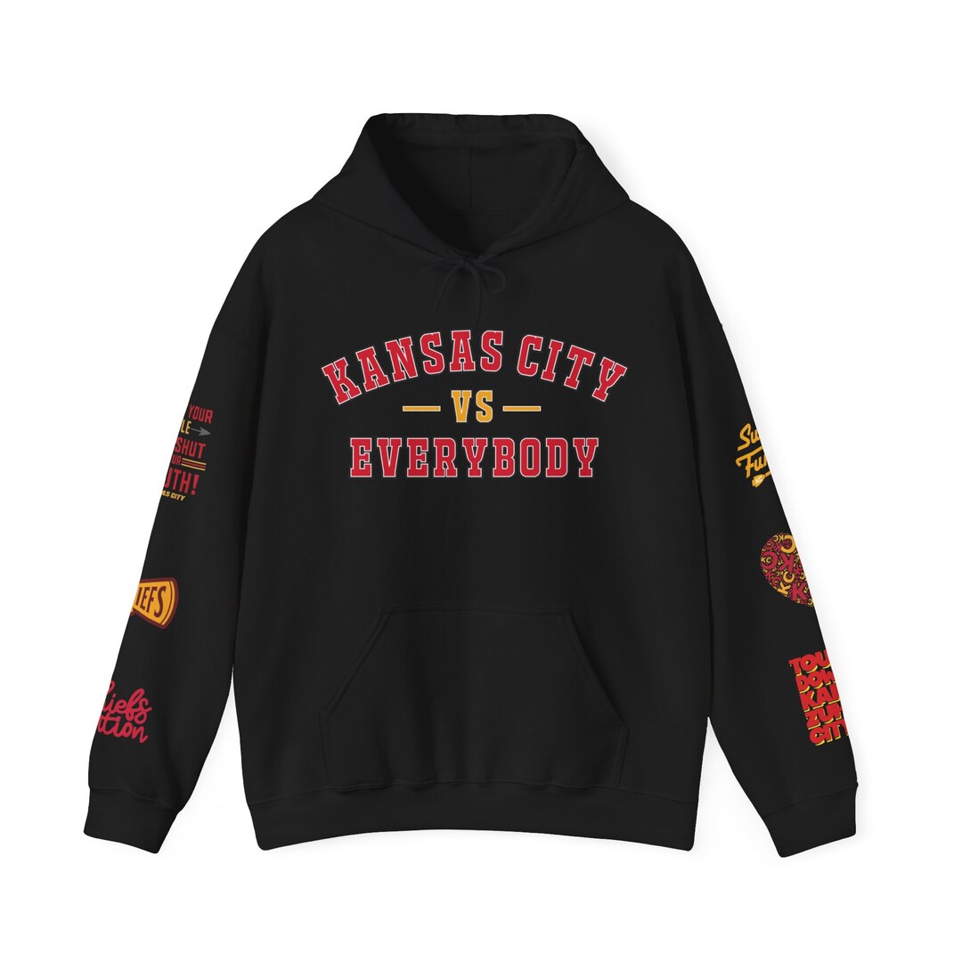 Kansas City Vs Everybody Black Hoodie | Kansas City Football Crewneck ...