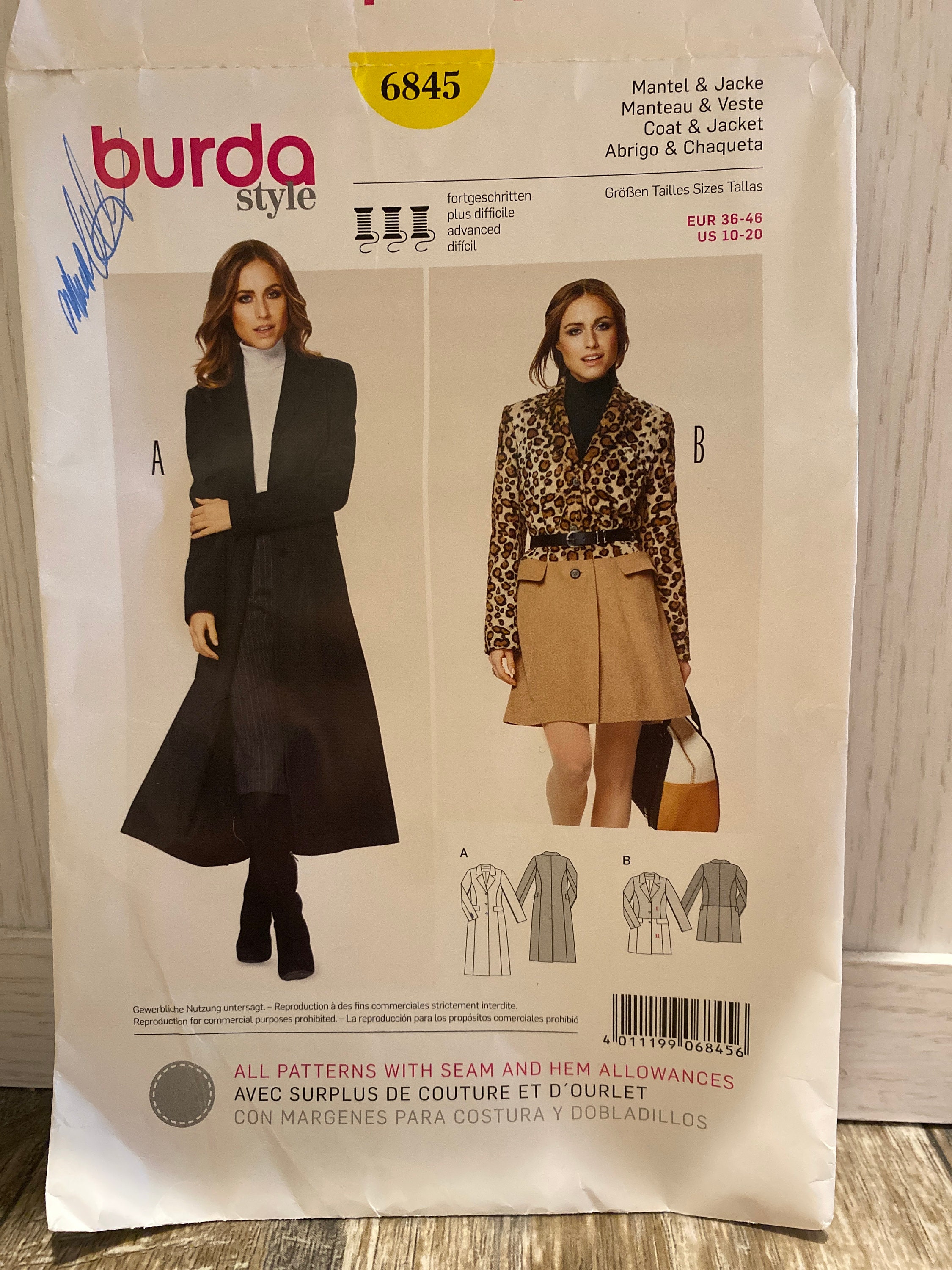 Burda Coat Pattern 6845 - Etsy