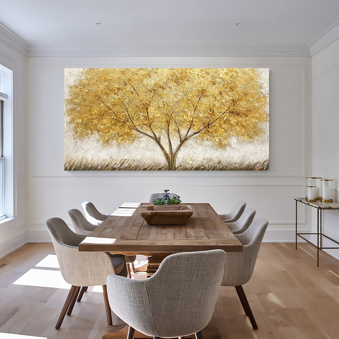 Large Trees Oil Painting on Canvas Golden Tree Botanical - Etsy