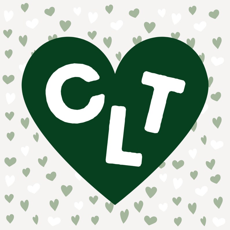 Green CLT Charlotte Heart Sticker - Etsy