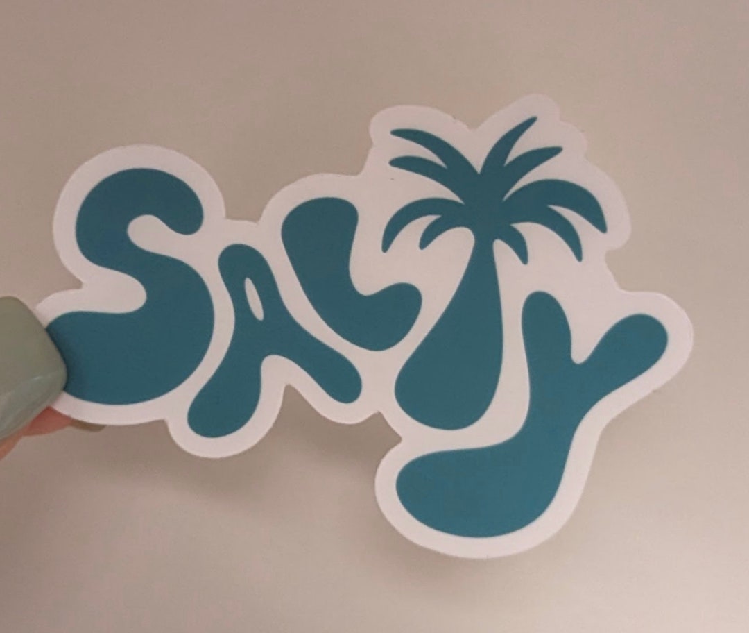 SALTY Hand Drawn Tropical Beach Sticker - Etsy