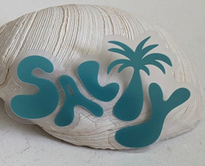 SALTY Hand Drawn Tropical Beach Sticker - Etsy
