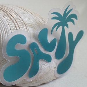 SALTY Hand Drawn Tropical Beach Sticker - Etsy