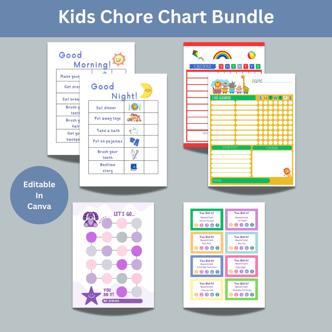 Kids Chore Chart, Reward Chart, Reward Bucks, Toddler Chore Chart ...