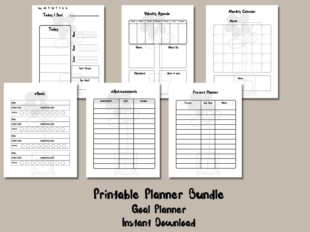 Goal Planner Bundle / Achievement Planner/ Productivity Planner/ Daily ...