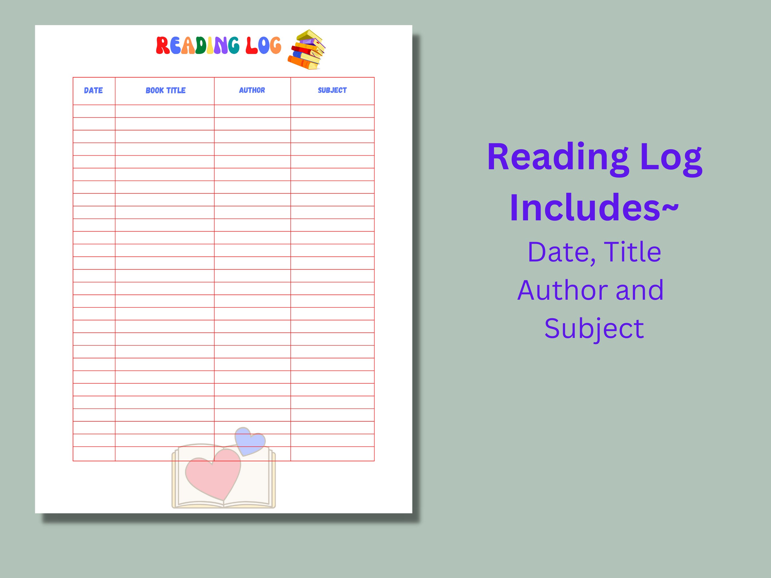 Kids Reading Log: Printable Book Tracker & Reading List (PDF Download ...