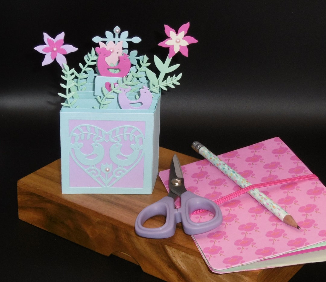 A Greetings Card Which is a Pop Out Box of Flowers and Birds Including ...