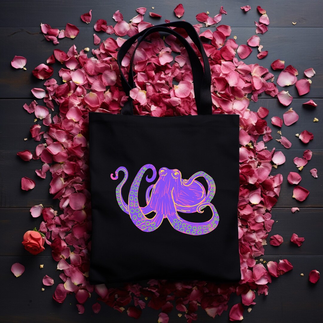 Octopus Tote Bag, Octopus Bag, Octopus Art, Cute Tote Bag, Tote Bag ...