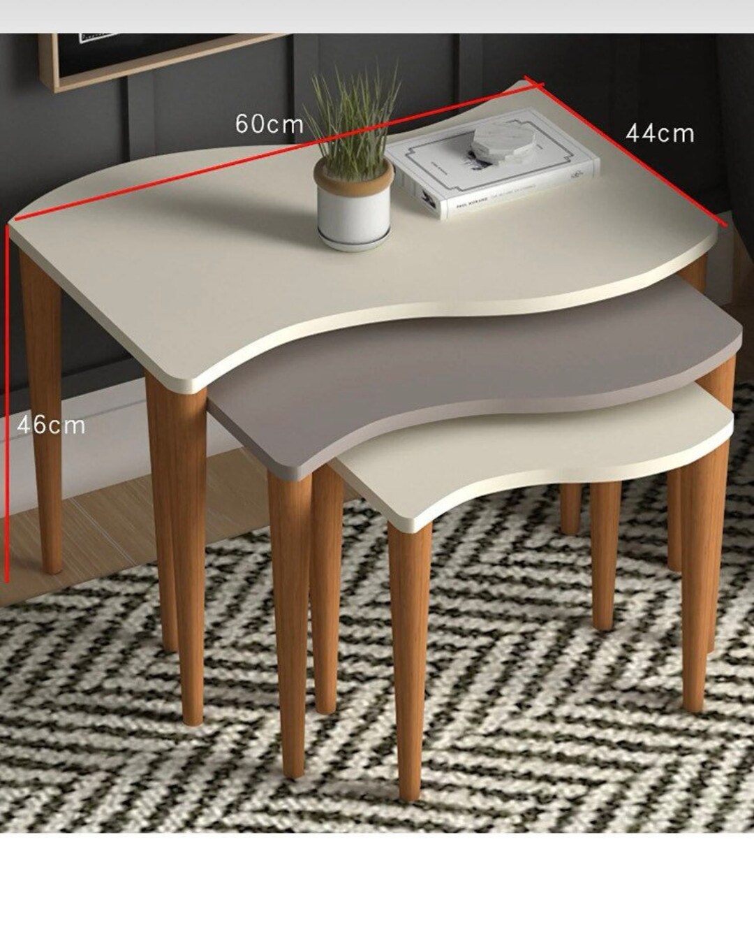 3 Pieces Coffee Table Wooden Coffee Table Scandi Home - Etsy