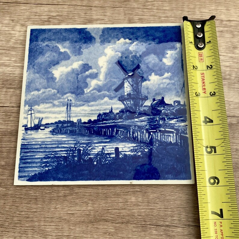 Delft Blue Windmill Tile 6x6 Delfts Holland Trivet Jacob Van Ruisdael ...