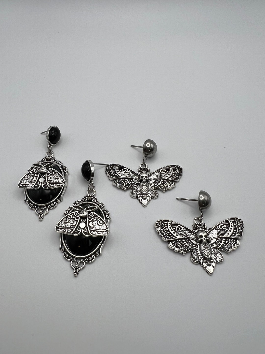 Gothic Chic Moth Dangle Earrings, Stylish Edgy Bottlefly Moth Earrings ...