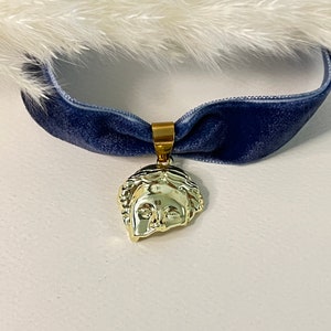 Royal Blue Velvet Choker: Regency Victorian Pendant Necklace - Etsy