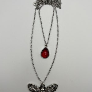 Silver Moth Edgy Layered Necklace, Stylish Boho Goth Moth Silver ...