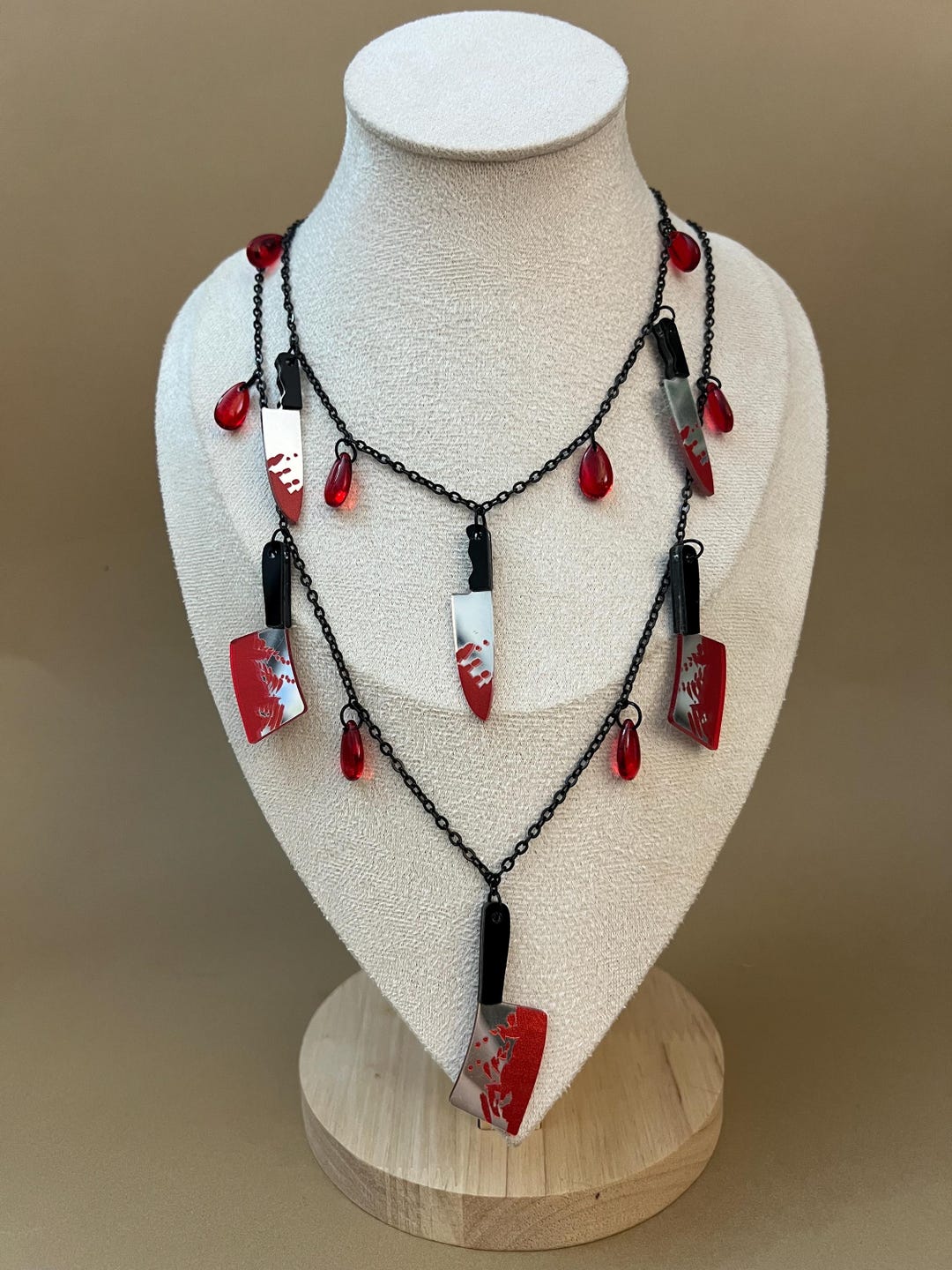 Bloody Knife Spooky Necklace - Goth Blood Edgy Necklace - Etsy