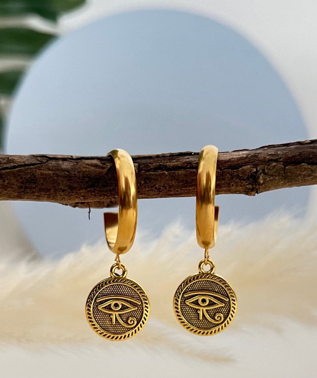 Esoteric Pendant Hoop Earrings for Woman, Classic Protection Jewelry ...