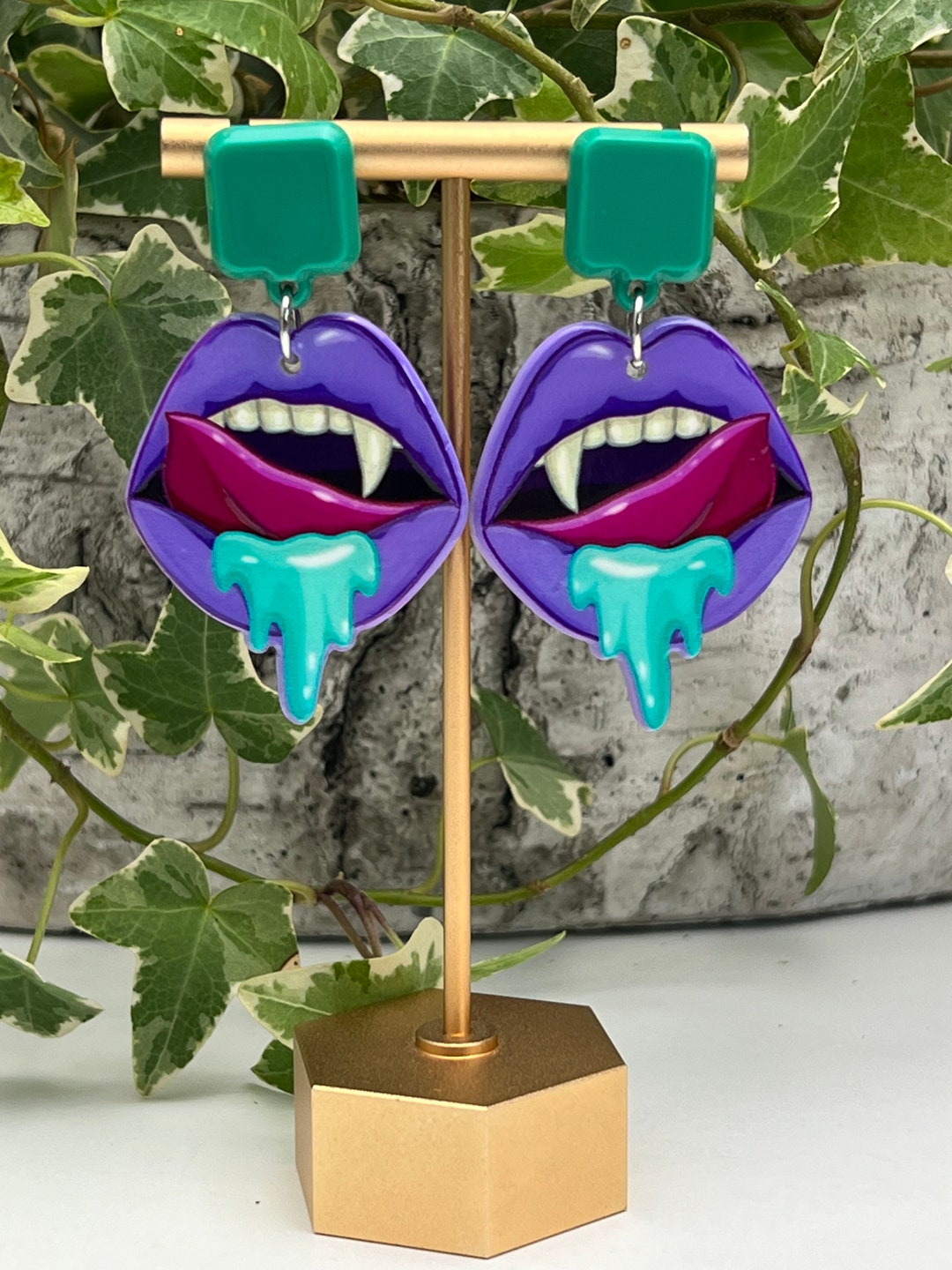 Pastel Goth Vampire Mouth Statement Earrings, Emo Kawaii Vampire ...