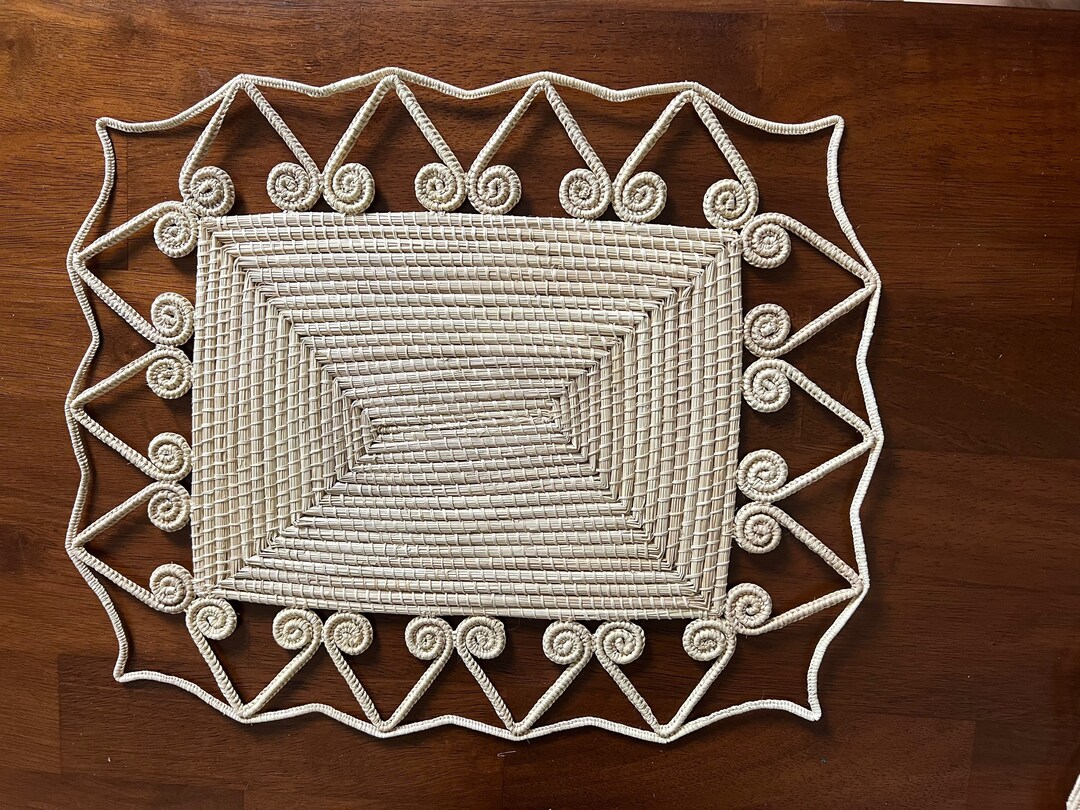 Iraca Placemat Tray Set Trendy Rattan Placemats Straw Summer - Etsy