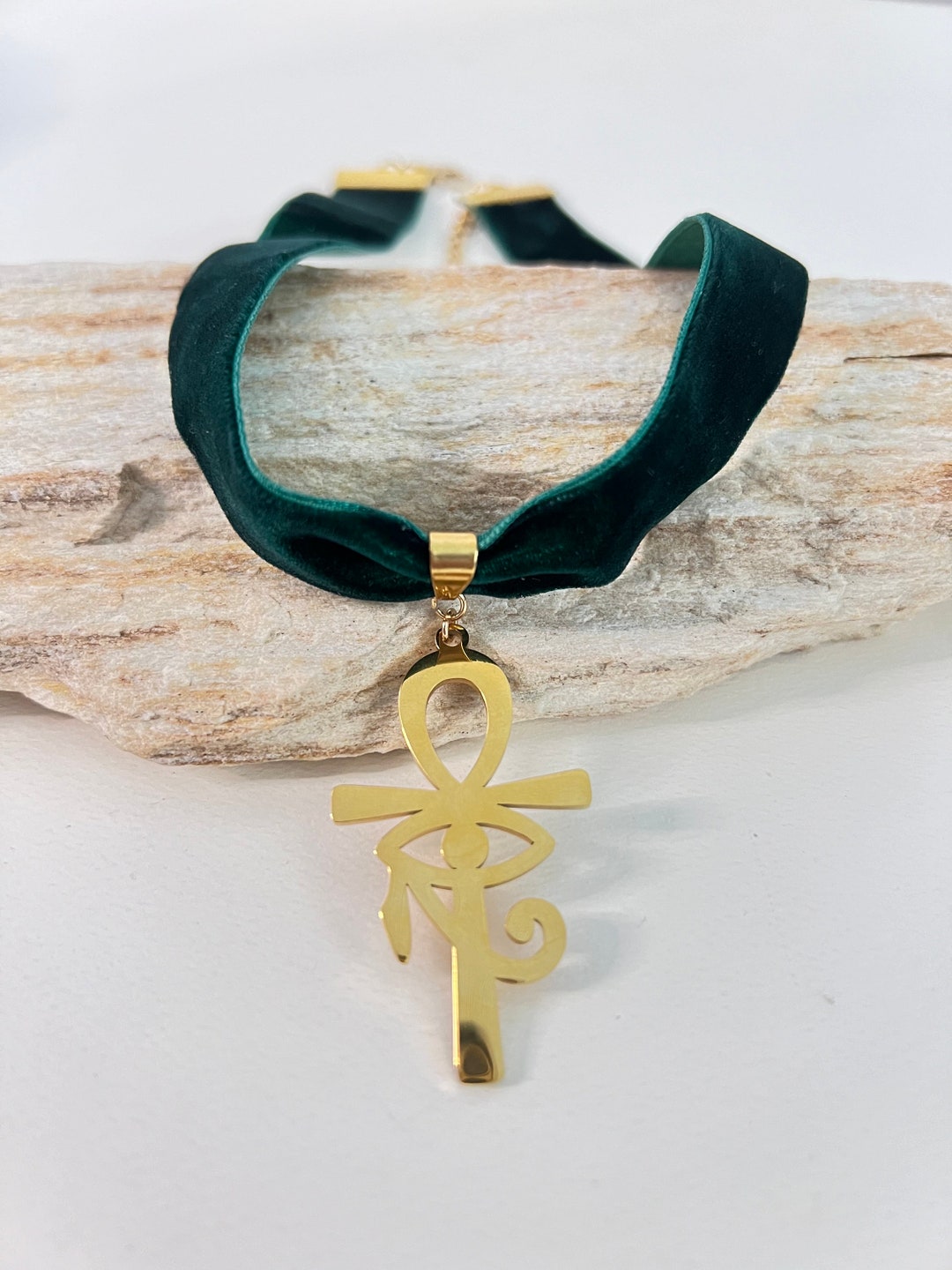 Ankh Pendant Choker, Ancient Egyptian Velvet Choker, Protection Choker ...