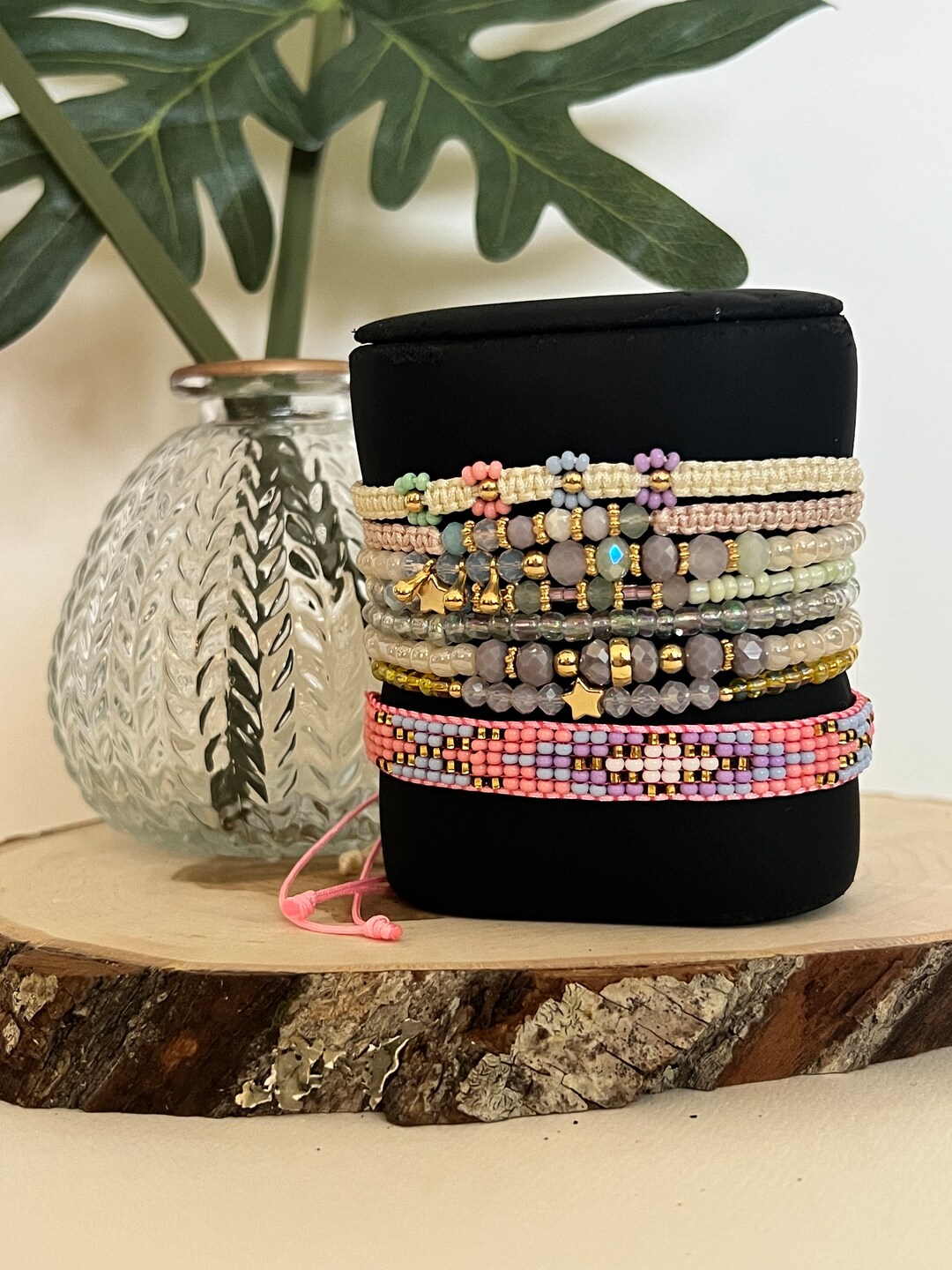 Cute Coquette Stacked Bracelets Set, Flirty Pastel Color Bead Bracelets ...
