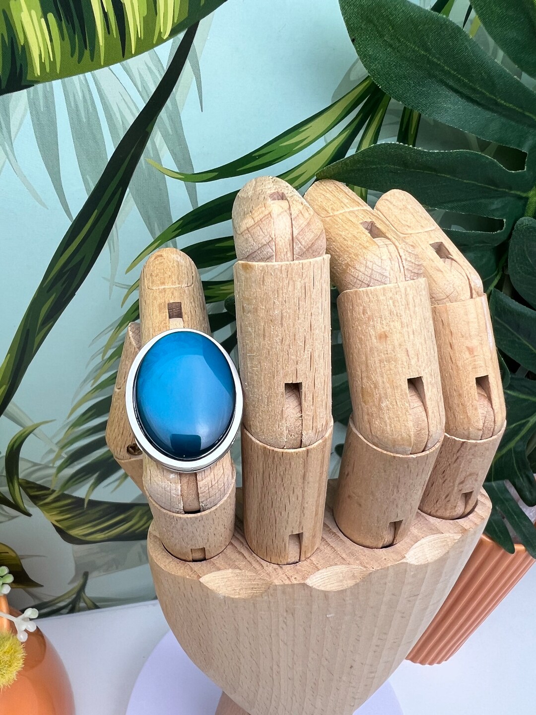 Silver & Blue Edgy Preppy Adjustable Rings, Trendy Bohemian Statement ...