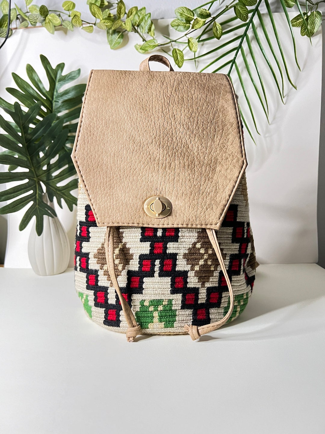 Handwoven Wayuu Backpack: Boho Hippie Acrylic Bookbag - Etsy