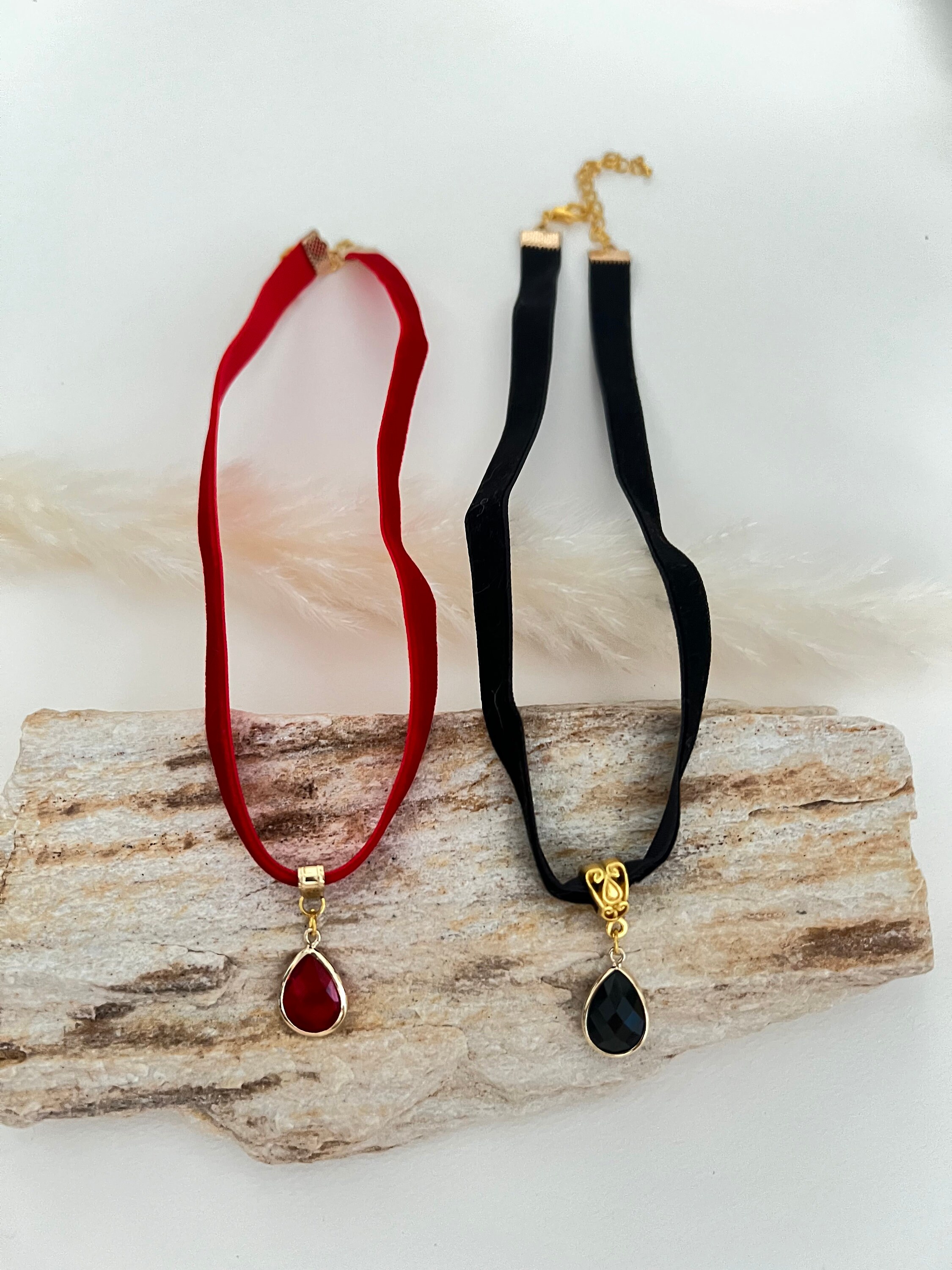 Handmade Velvet Choker With Teardrop Pendant: Edgy Goth Jewelry - Etsy