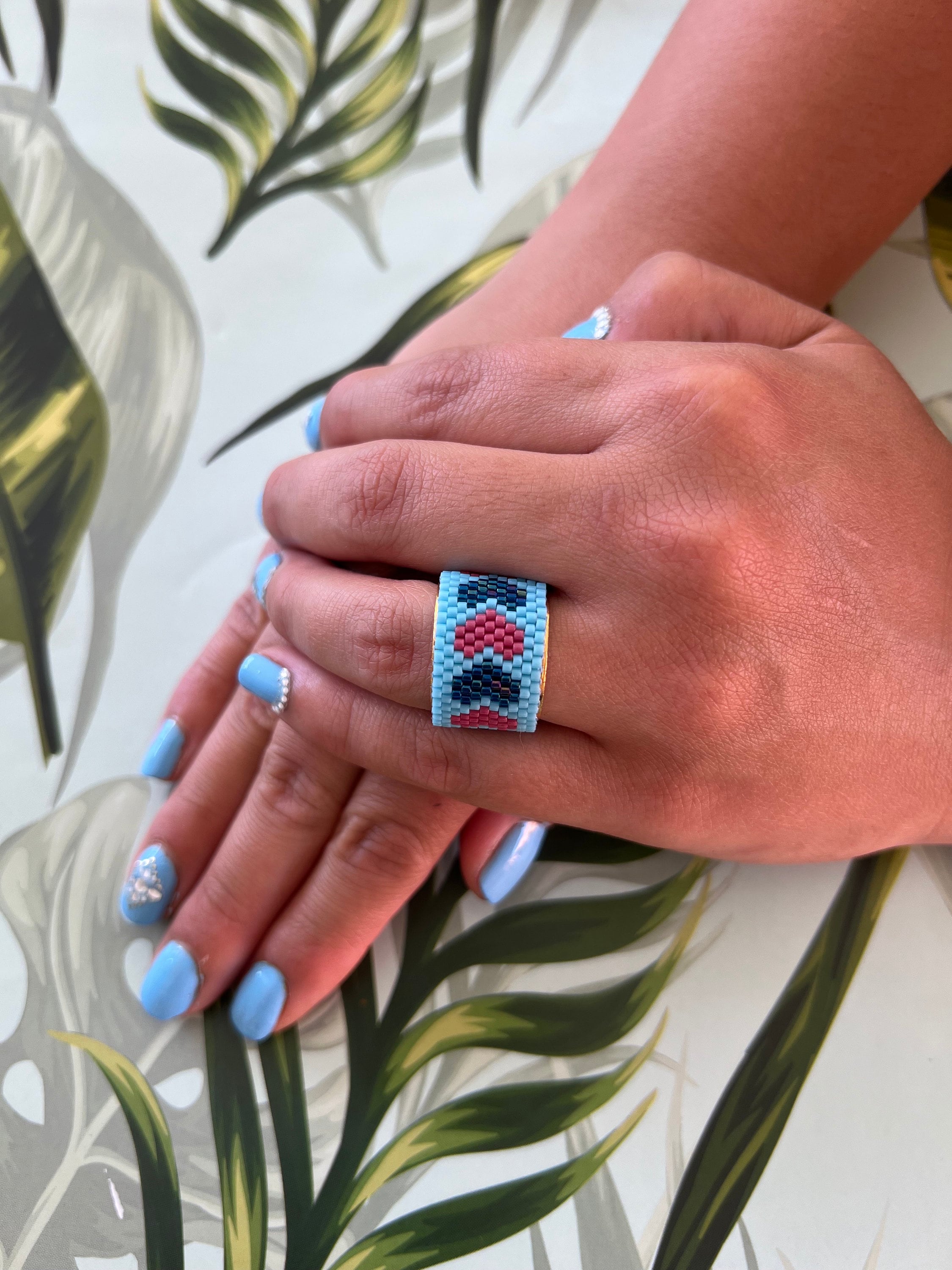 Cute Colorful Beaded Adjustable Rings, Flirty Boho Chic Rings, Trendy ...