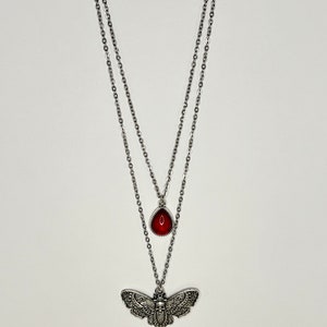 Silver Moth Edgy Layered Necklace, Stylish Boho Goth Moth Silver ...