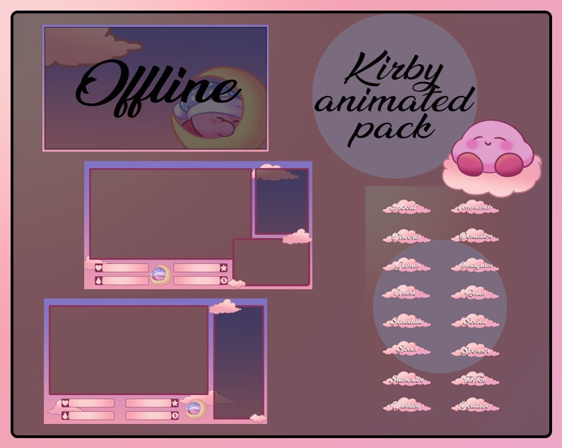 Cute Kirby Pack | Kirby Animated Overlay | Pink Overlay | Twitch ...