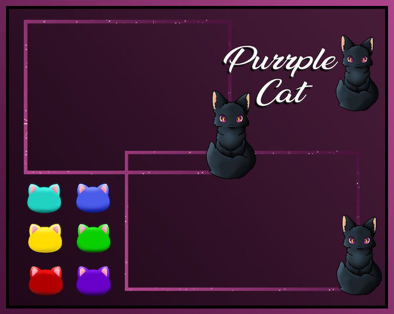Cute Twitch Overlay / Twitch Cat Overlay / Purrple Cat / Cat Emote - Etsy