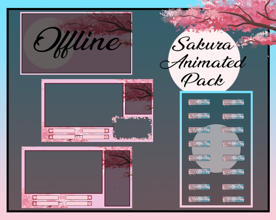 Cute Sakura Overlay | Sakura Animated Overlay | Pink Overlay | Twitch ...