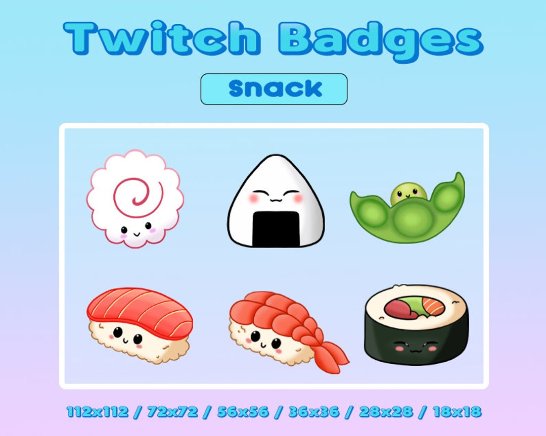 Cute Japanese Snack | 6 Twitch Sub Badge | 6 Twitch Bit Badge | Food ...