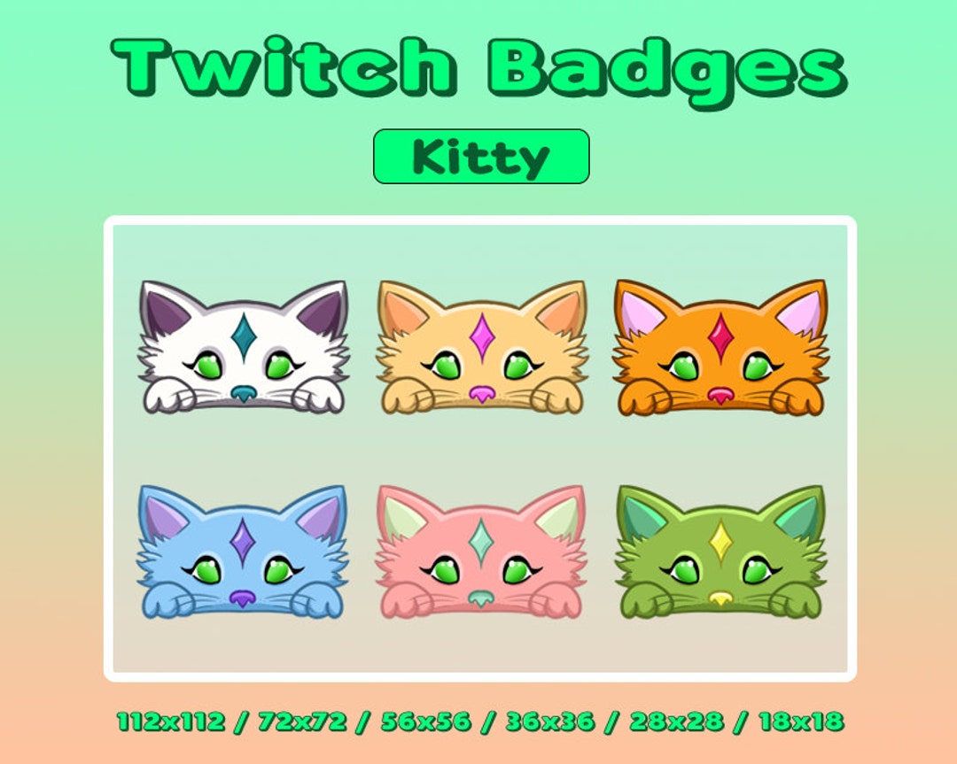 Kitty Badge | 6 Twitch Sub Badges | 6 Twitch Bit Badges | Cute Badges ...
