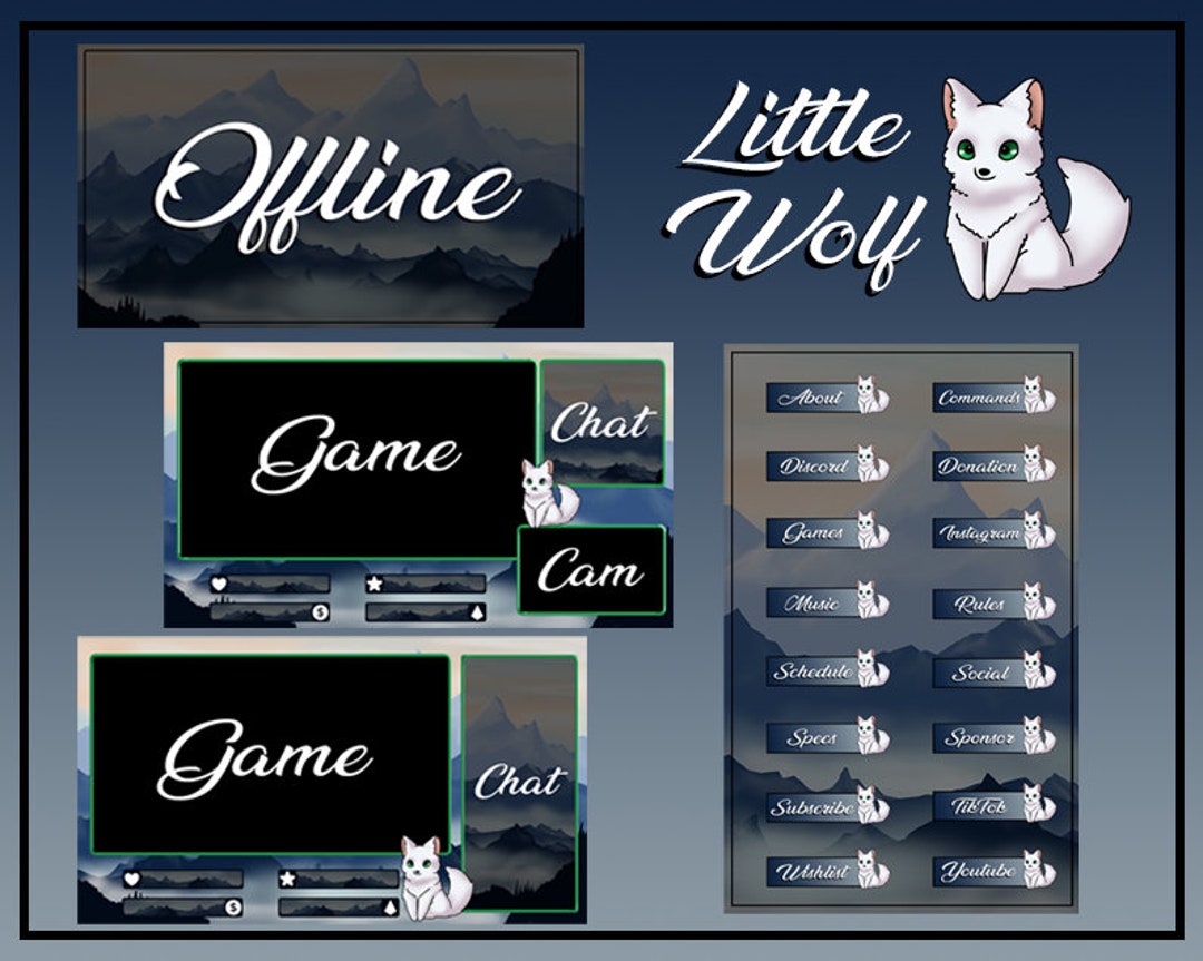 Cute Twitch Overlay / Twitch Wolf Overlay / Little Wolf - Etsy