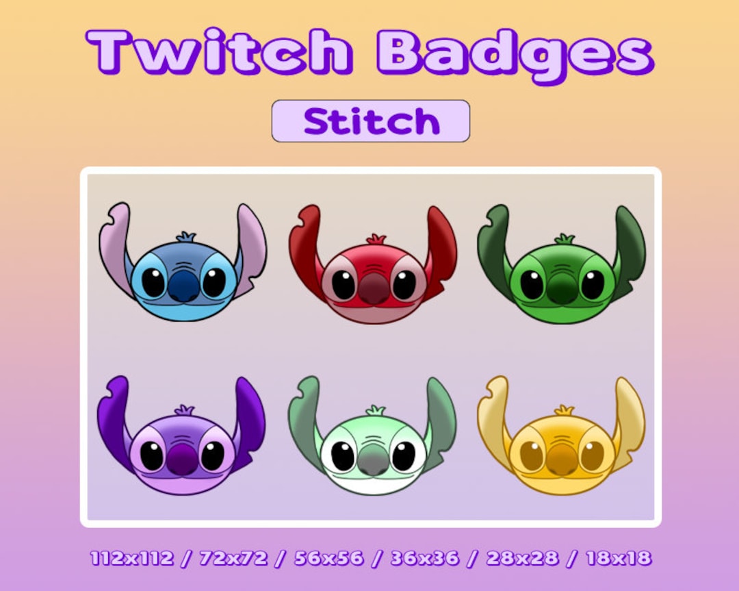 Cute Stitch Badge | 6 Twitch Sub Badge | 6 Twitch Bit Badge | Gaming ...