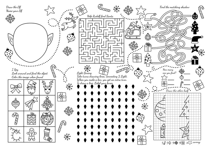 Christmas Activity Placemat for Kids, Printable Games (A4 PDF) - Etsy