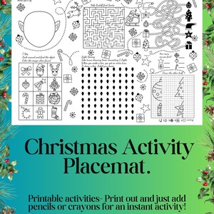 Christmas Activity Placemat, Printable Christmas Activity for Children ...