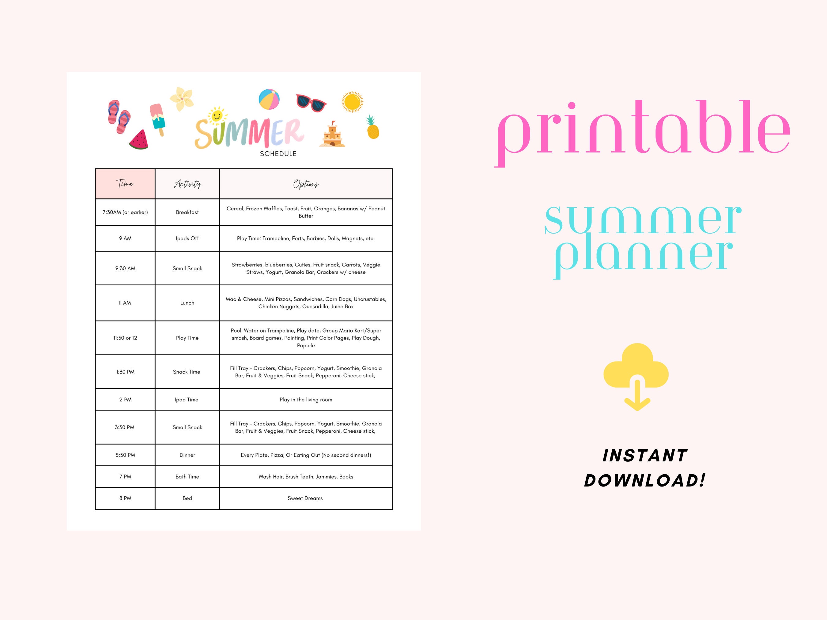 Summer Schedule, Summer Bucket List, Summer Checklist, Kids Chore Chart ...