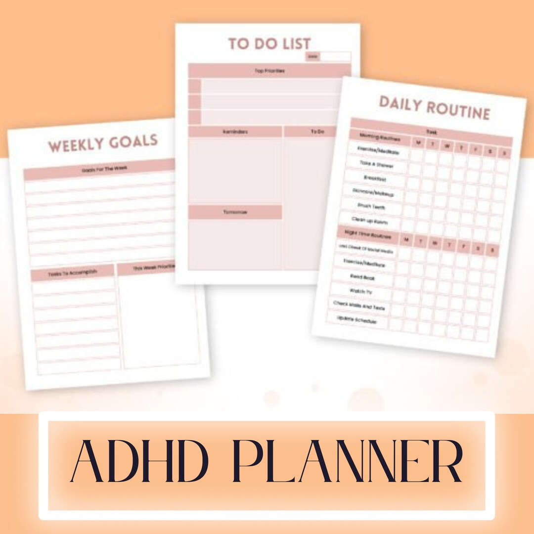 ADHD Adult Planner, ADHD Planner Printable, Adult ADHD Organisation. - Etsy