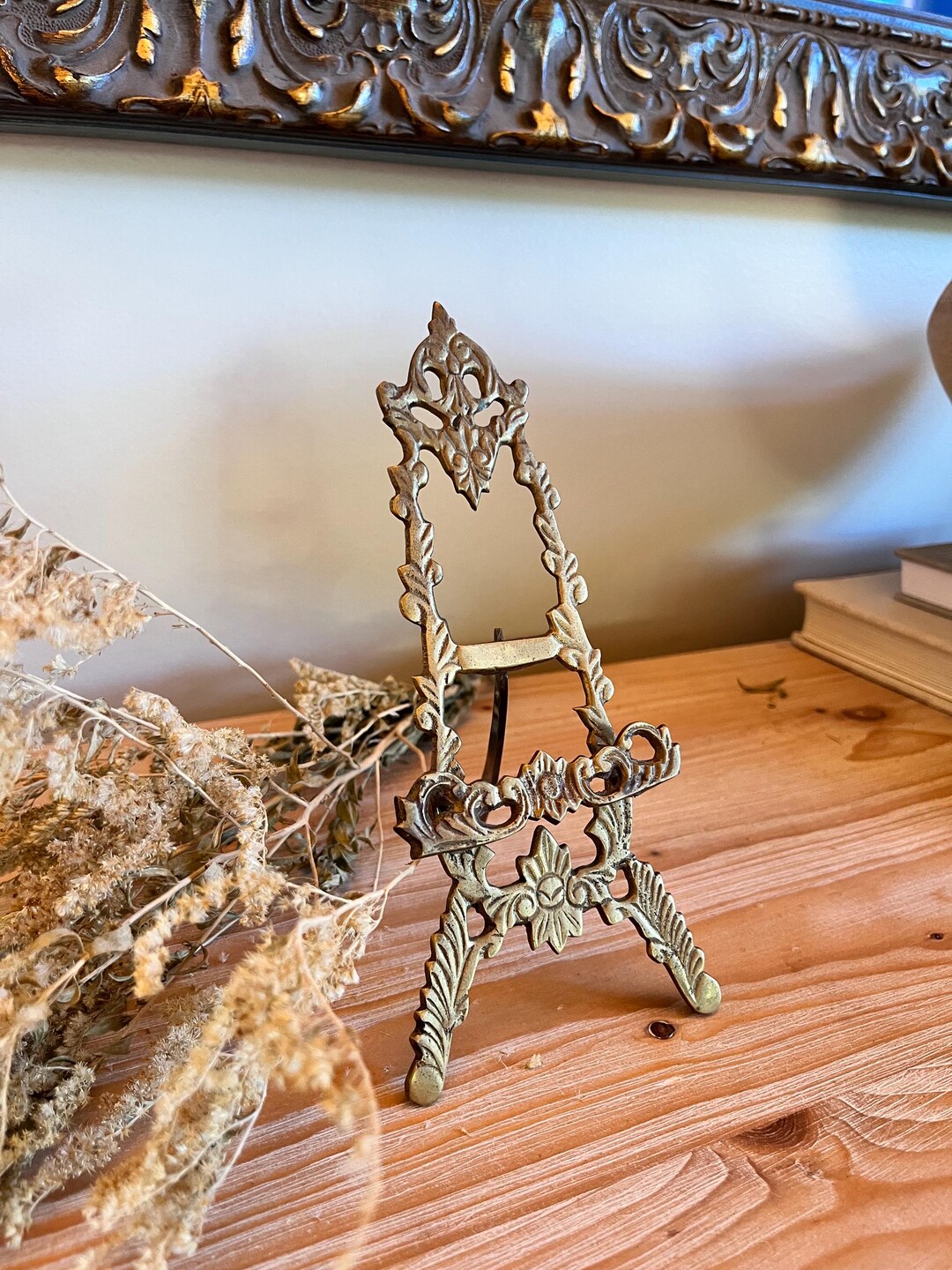 Vintage Ornate Brass Easel Stand With Acorn Detail Small Art - Etsy