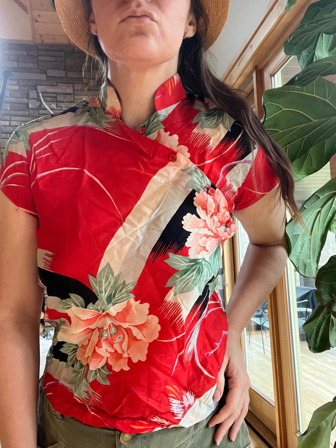 Vintage Hawaiian Silk Like - Women’s Xs / Button Side - by Sherry Holt ...