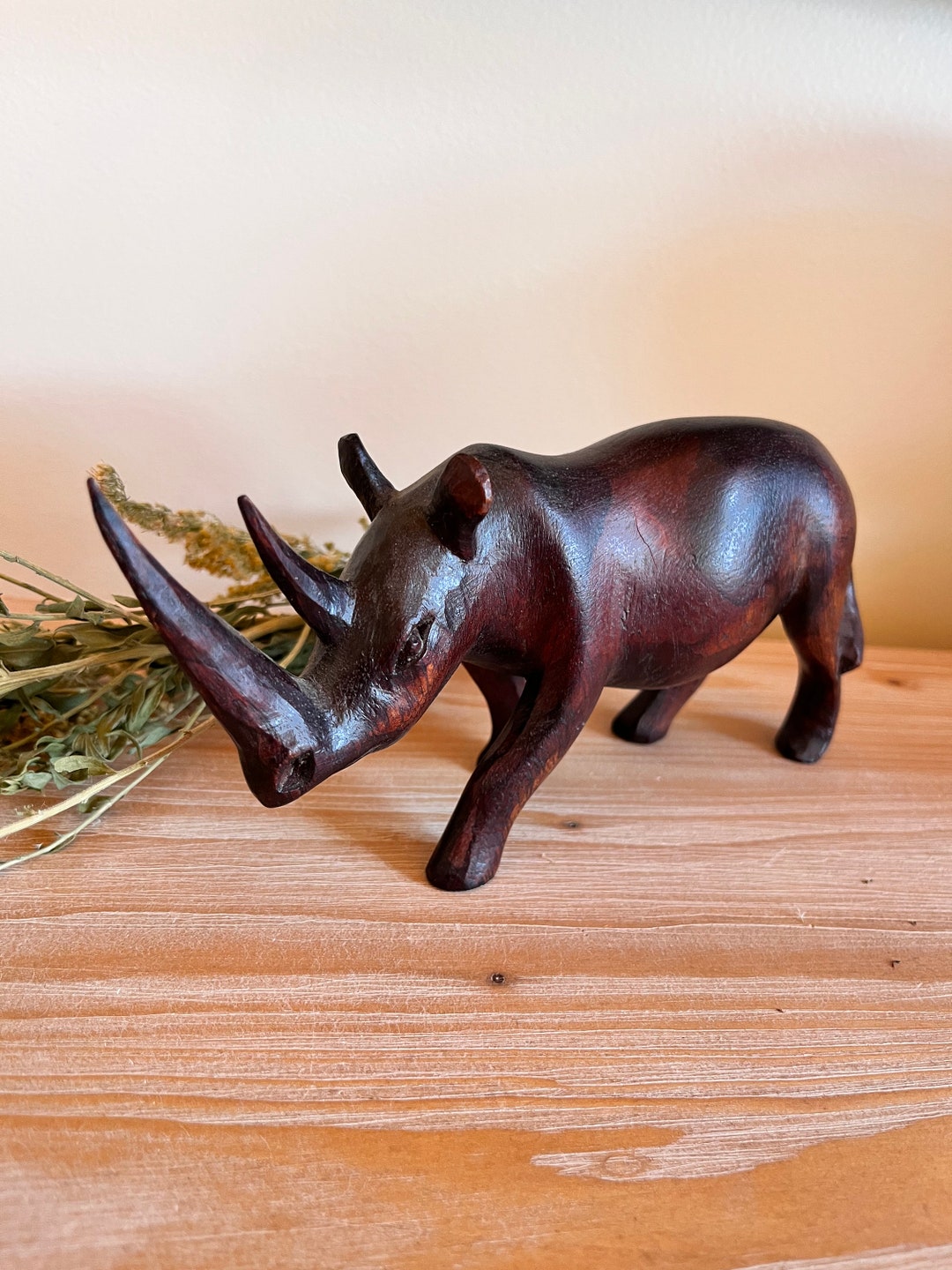 Wood Carved Rhino African Rhino Wood Objects - Etsy