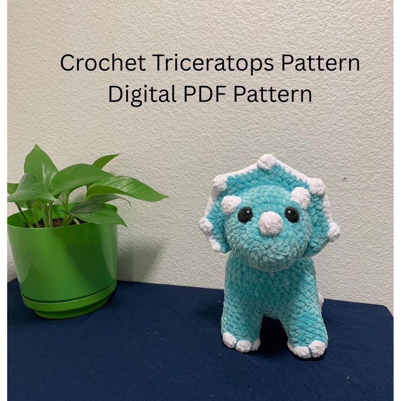 Triceratops Crochet Pattern - Crochet Amigurumi Pattern - Plushie ...