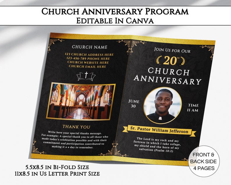 Church Anniversary Program, Printable DIY Churchanniversary Bulletin ...