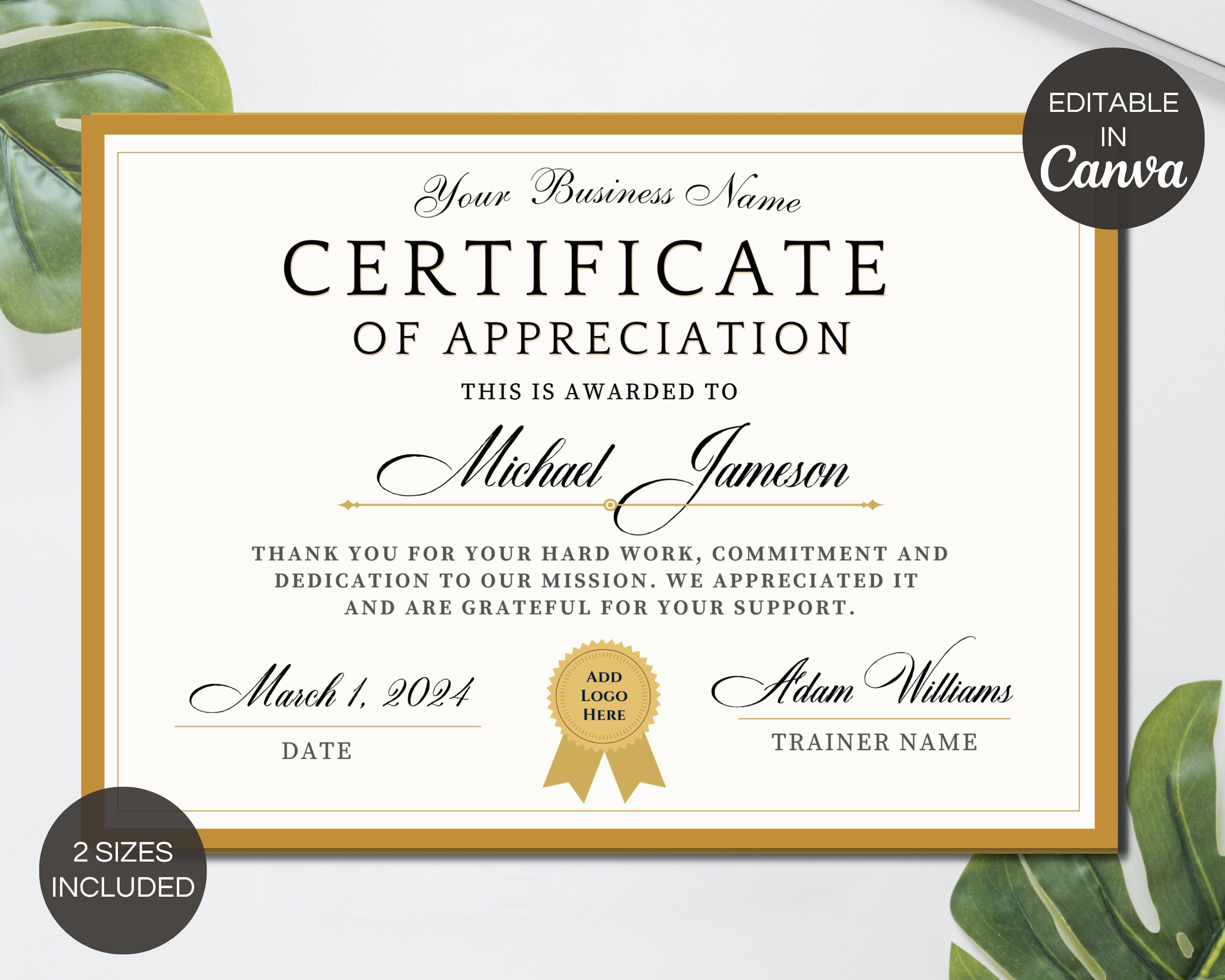 Certificate Of Thanks And Appreciation Template