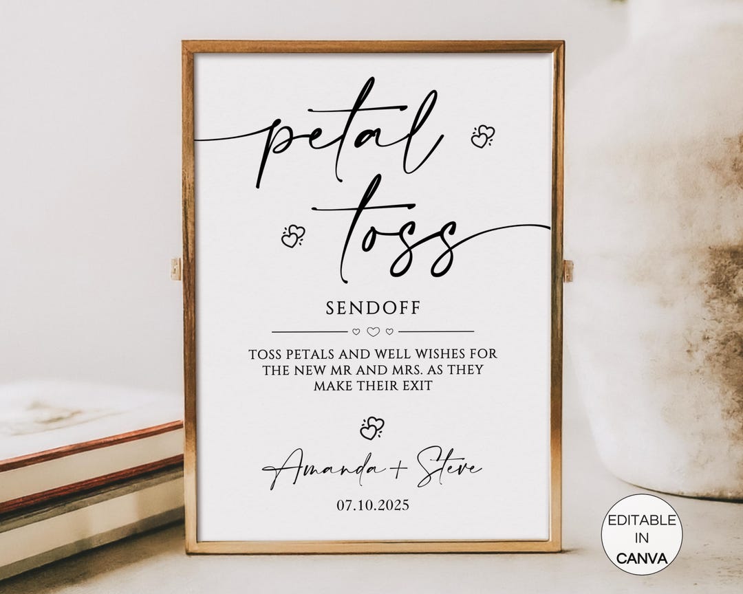 Petal Toss Minimalist Wedding Sign, Editable Petal Sendoff Signage ...