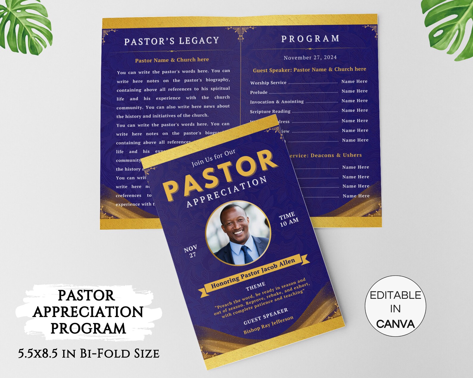 Pastor Appreciation Program, Printable Church Bulletin Pastor ...