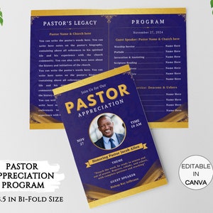 Pastor Appreciation Program Template, Editable Pastor Installation ...