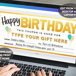Birthday Gift Certificate Template, Editable Birthday Gift Coupon ...